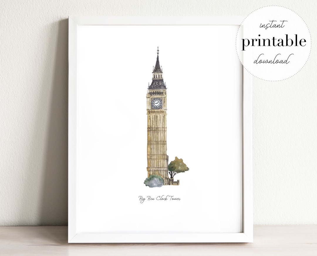 Big Ben Printable, Illustration, Wall Art Print, Nursery Decor ...