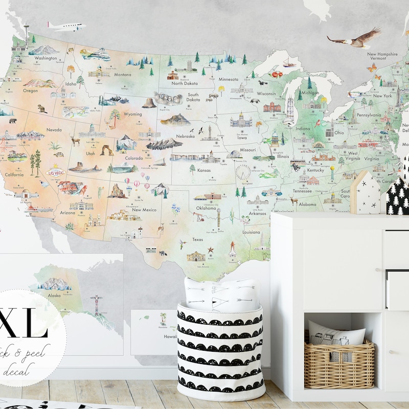 Map Wall Decal - Etsy