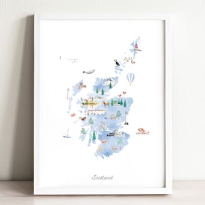 Scotland Illustrated Map Art Print Scotland Travel Decor Print Nursery ...