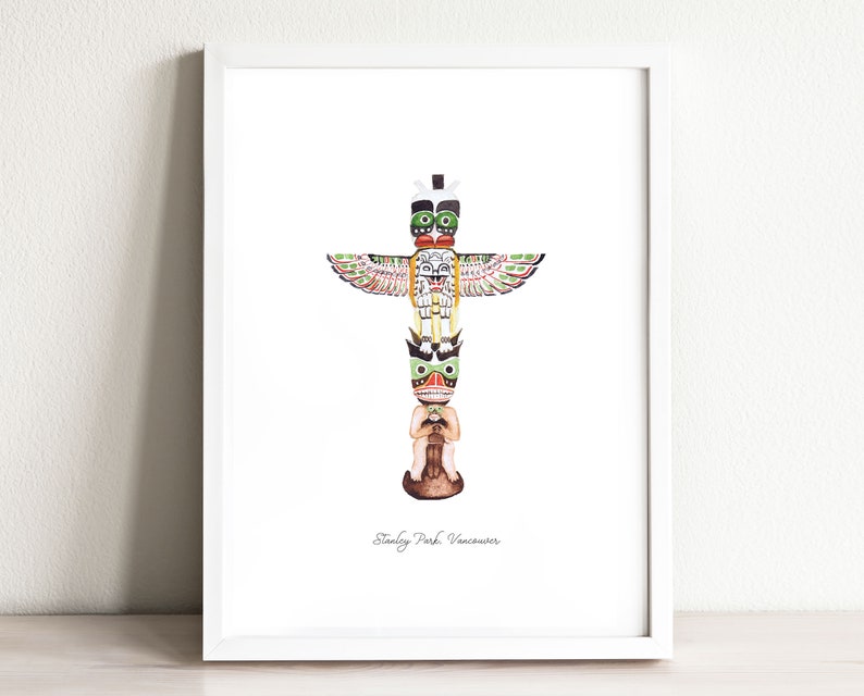Totem Pole Art Print Illustration Wall Art Print Nursery | Etsy