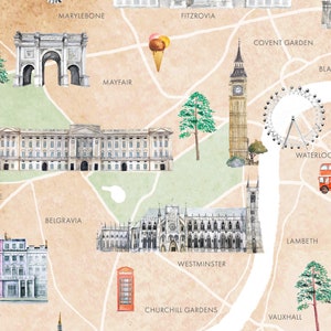London City Map Art Print Watercolor City Map Travel - Etsy