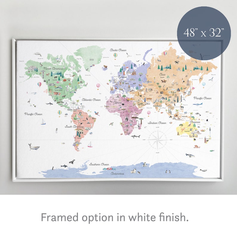 Canvas Multicolor Educational World Map Travel Wall Art - Etsy