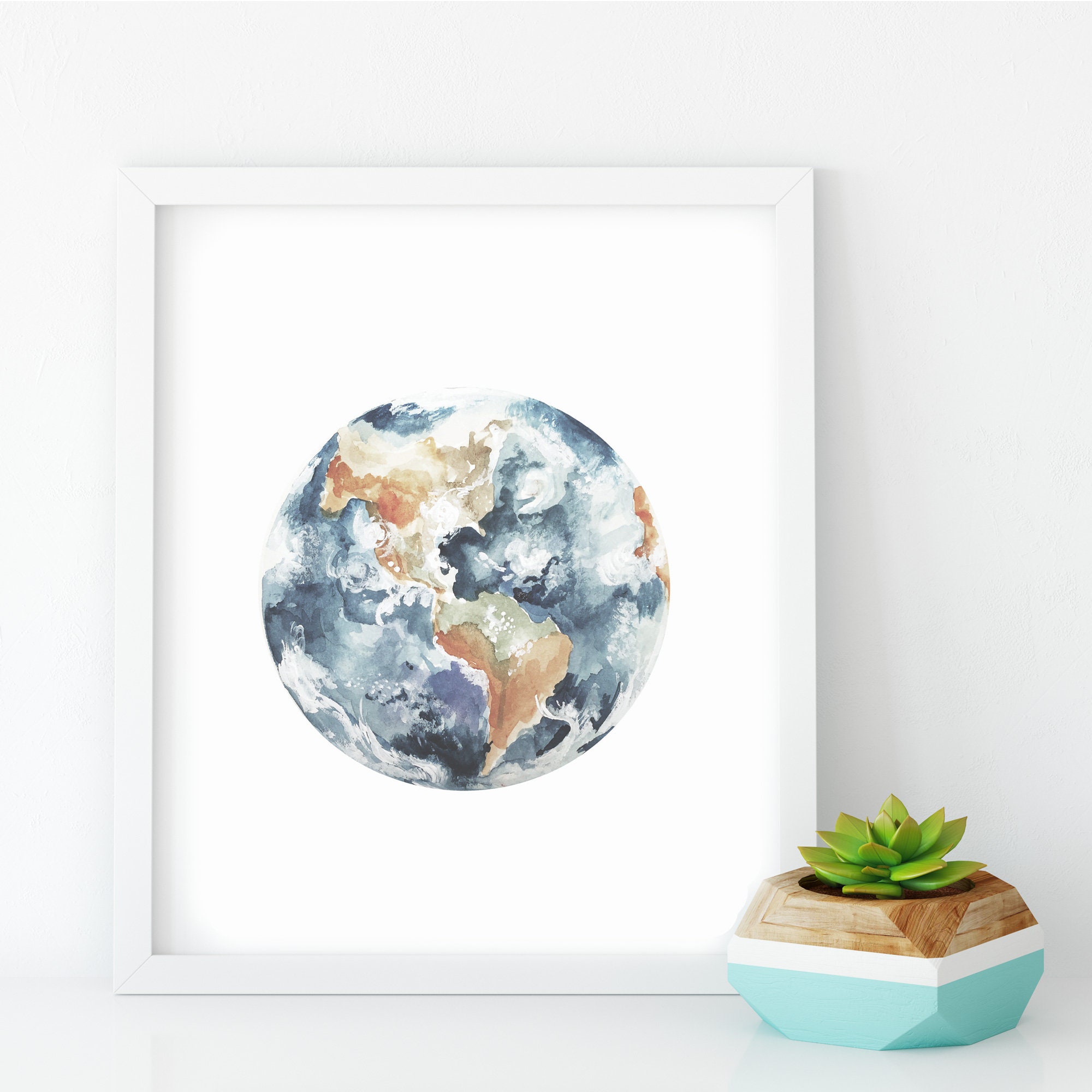 Earth Moon Printables Nursery Art Space Art Wall Decor | Etsy