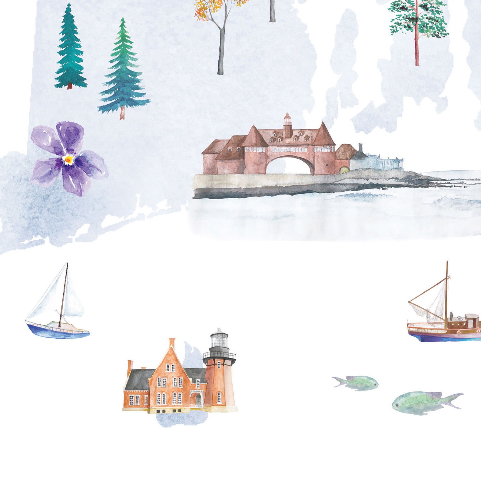 Rhode Island Printable State Map Illustrated Wall Art Print - Etsy