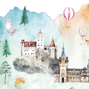 Romania Illustrated Map Printable, Wall Art Print, Nursery Decor ...