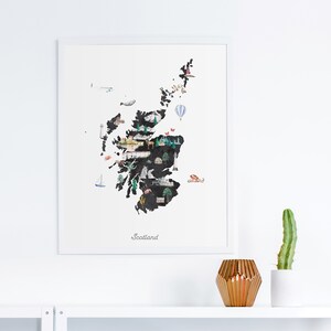 Scotland Illustrated Map Art Print | Scotland Travel Decor Print ...