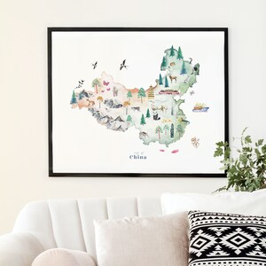 China Illustrated Map Printable, Wall Art Print, Nursery Decor ...