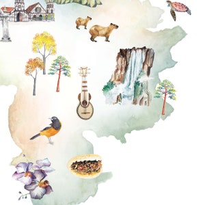 Venezuela Illustrated Map Art Print Watercolor Nursery Decor - Etsy