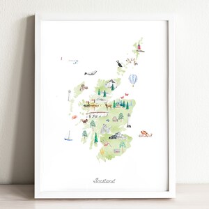 Scotland Illustrated Map Art Print Scotland Travel Decor Print Nursery ...