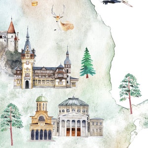 Romania Illustrated Map Printable Wall Art Print Nursery - Etsy
