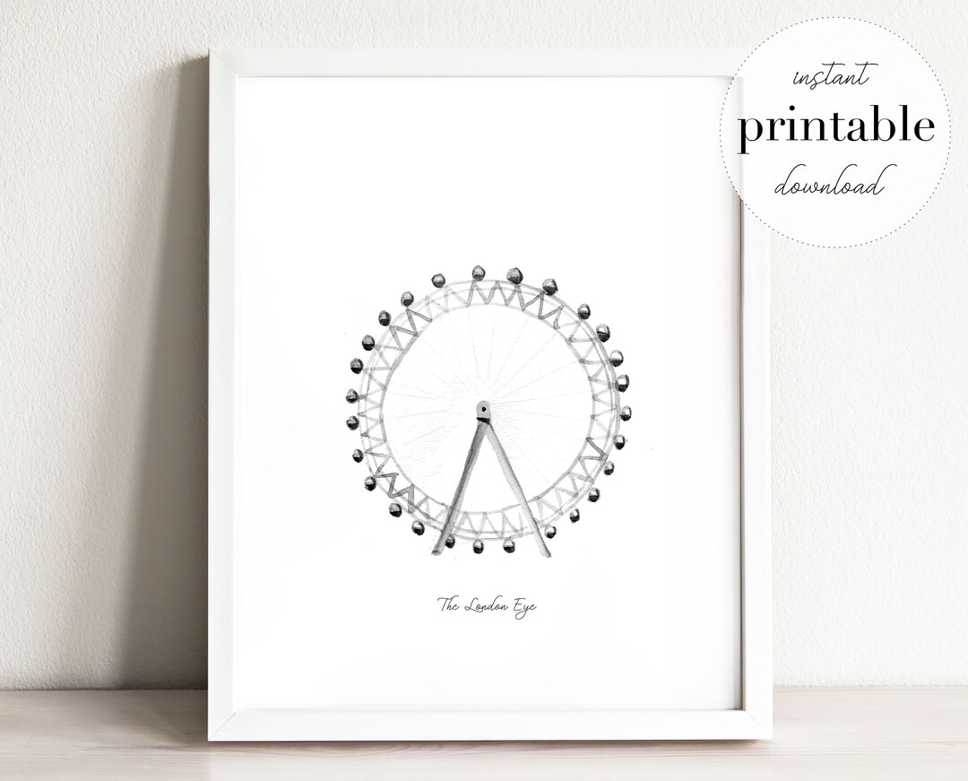 London Eye Printable, Illustration, Wall Art Print, Nursery Decor ...