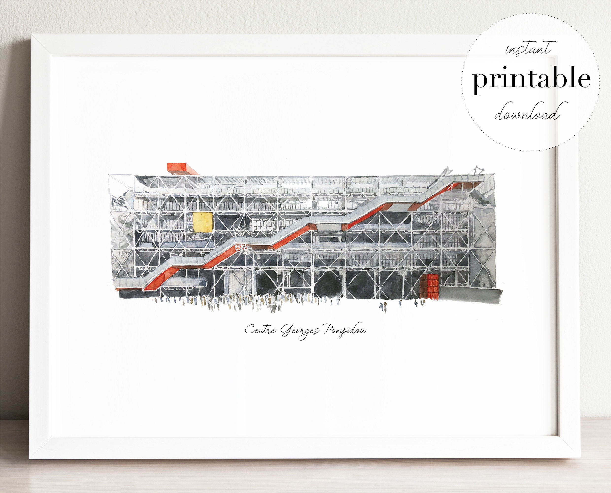 Centre Pompidou Printable Illustration Wall Art Print Home | Etsy
