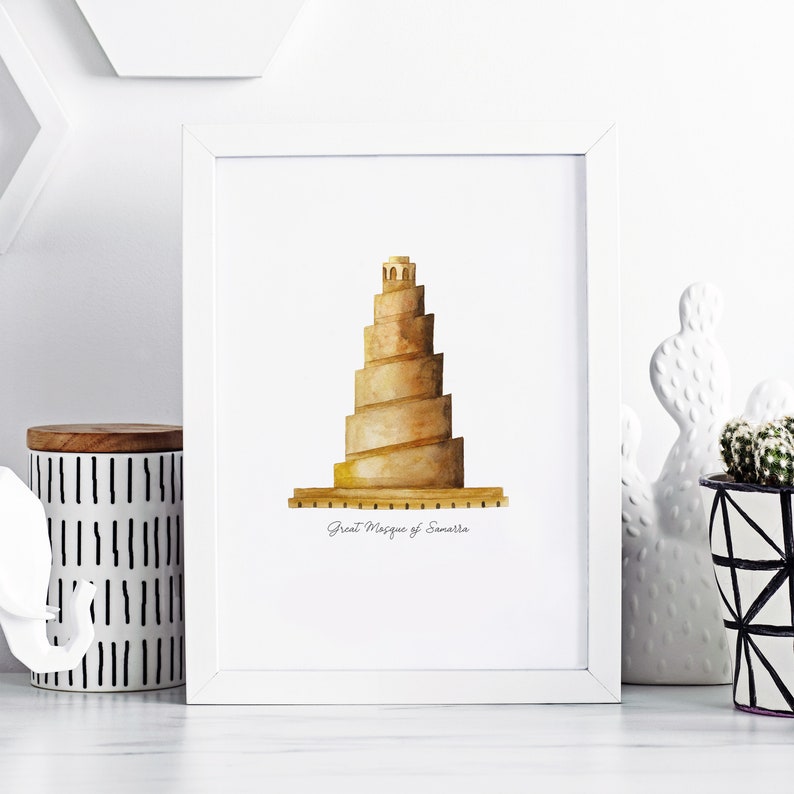 Great Mosque of Samarra Printable, Watercolor Illustration, Wall Art ...