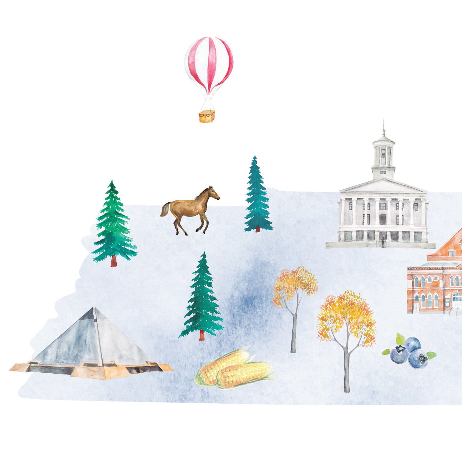 Tennessee Illustrated State Map Map Poster Travel Nursery - Etsy