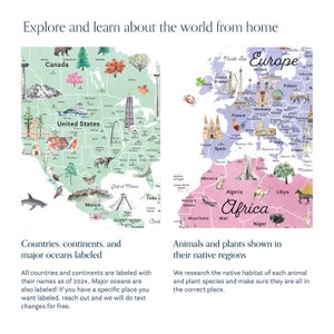 Pastels Educational World Map Wall Decal | Playful Nursery Decor | Kids ...