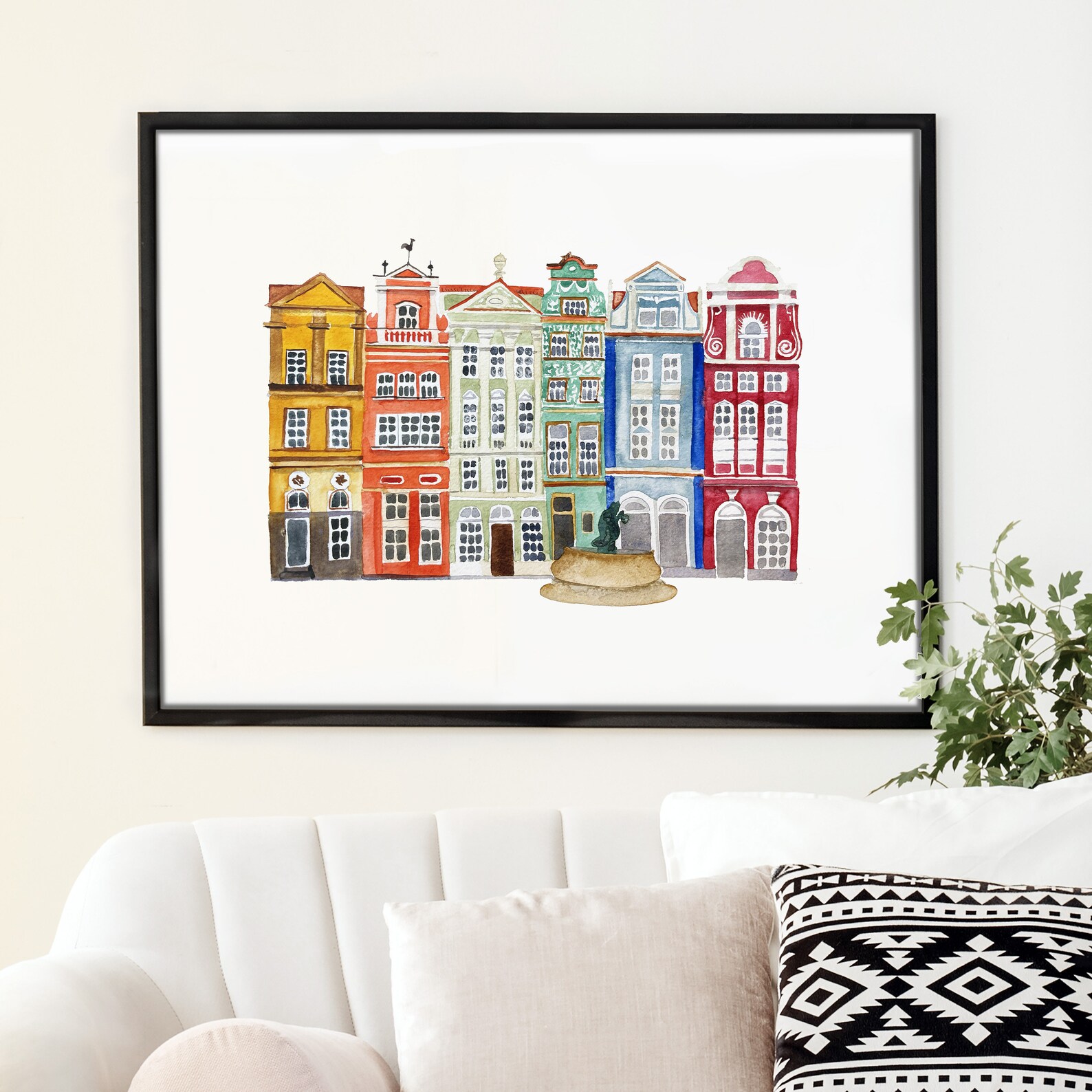 Poznan Poland Watercolor Art Print: Illustrated Streetscape (digital ...