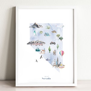 Nevada Illustrated State Map Wall Art Print Nursery Decor - Etsy