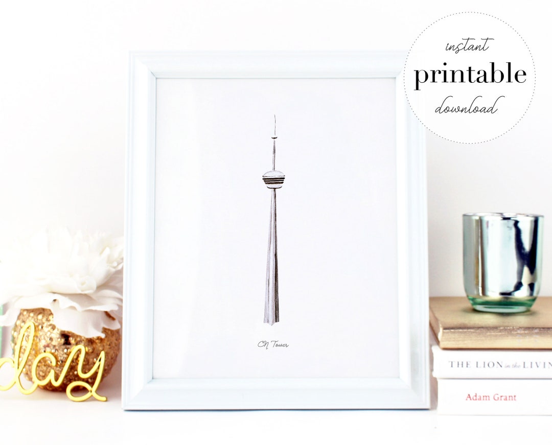 CN Tower Printable, Illustration, Wall Art Print, Landmark, Kids Room ...