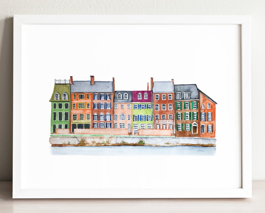 Alexandria Virginia Art Print: Old Town Row Houses Watercolor ...