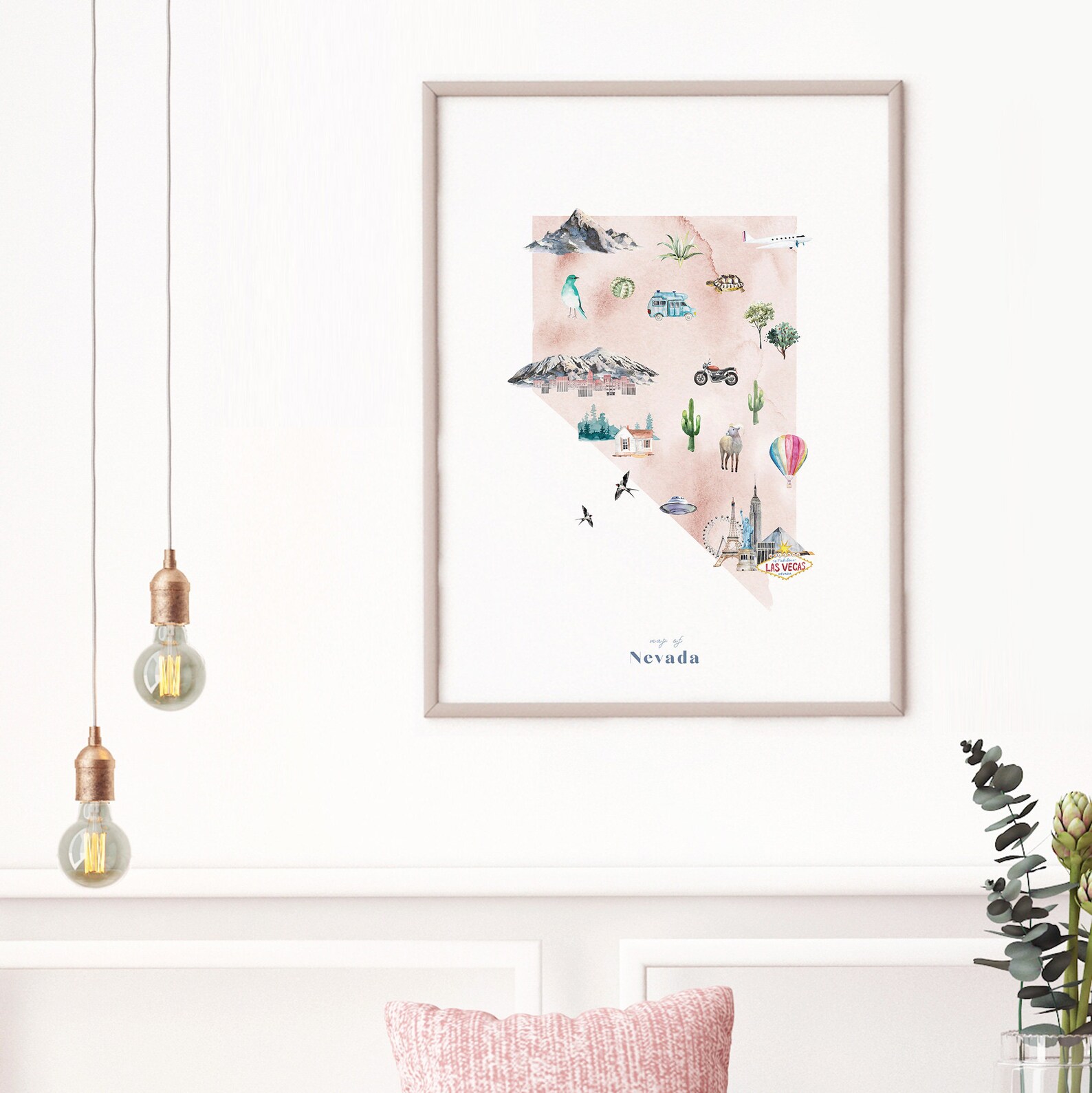 Nevada Illustrated State Map Wall Art Print Nursery Decor - Etsy