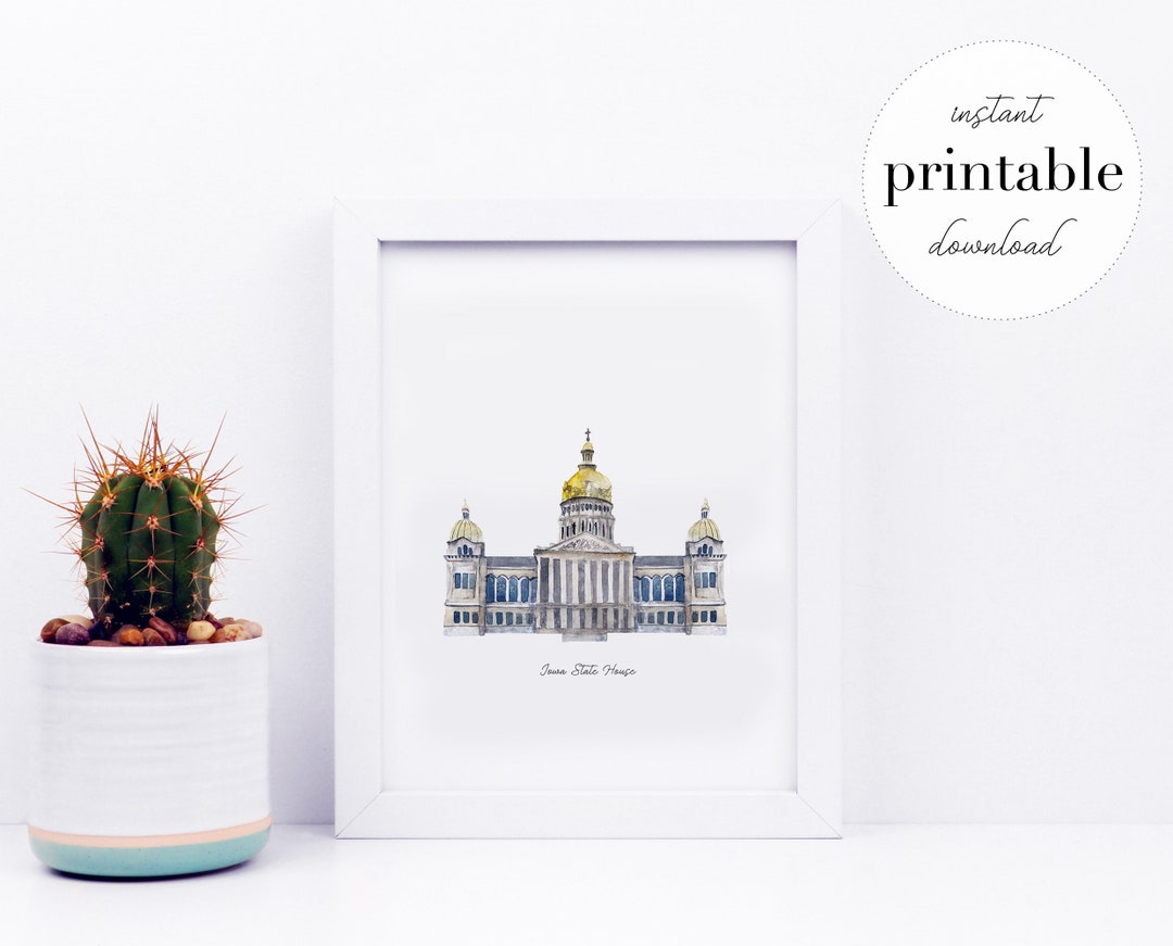 Iowa State House Printable, Art Print, Travel Decor, Landmark, Living ...