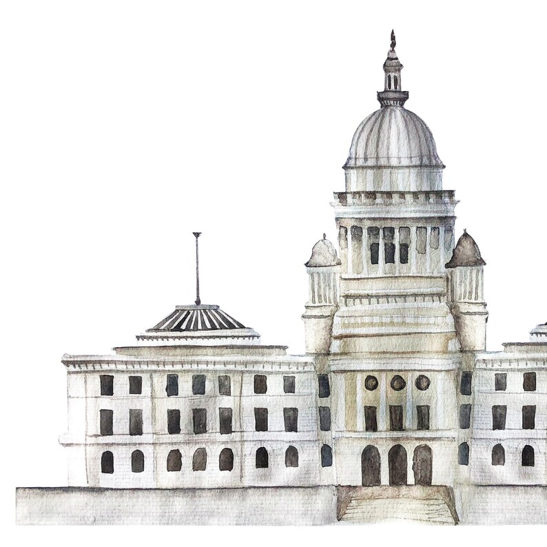 Rhode Island State House Printable Illustration Wall Art | Etsy