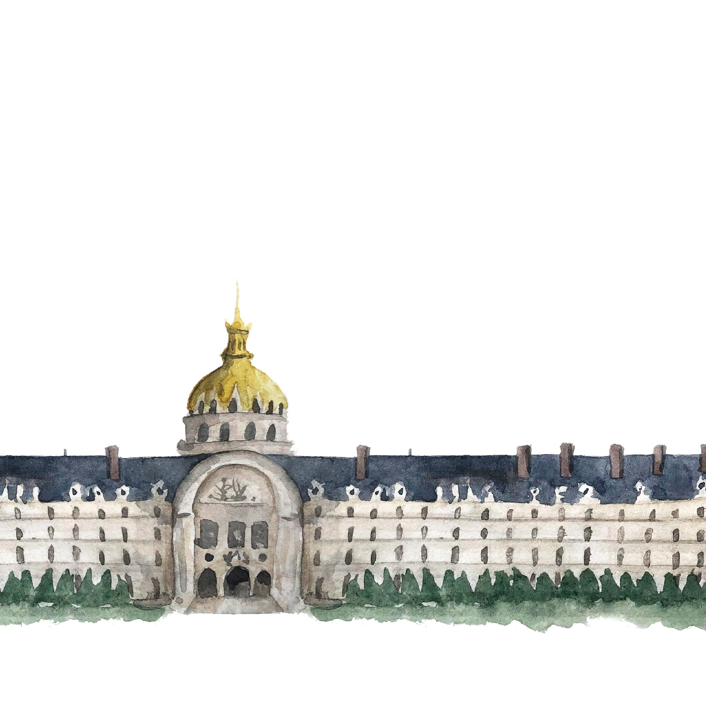 Les Invalides Printable Illustration Wall Art Print Home | Etsy