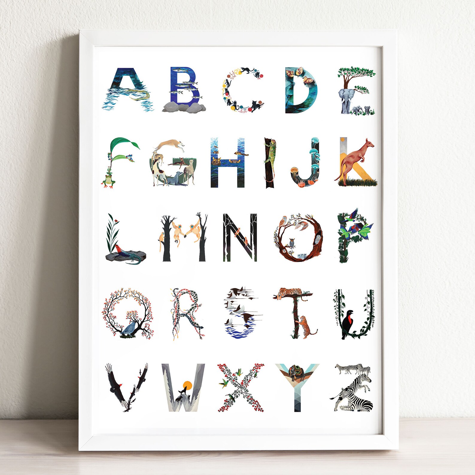 Animal Alphabet Art Print Alphabet Poster Nursery Wall Art - Etsy