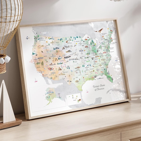 Usa Map Poster - Etsy