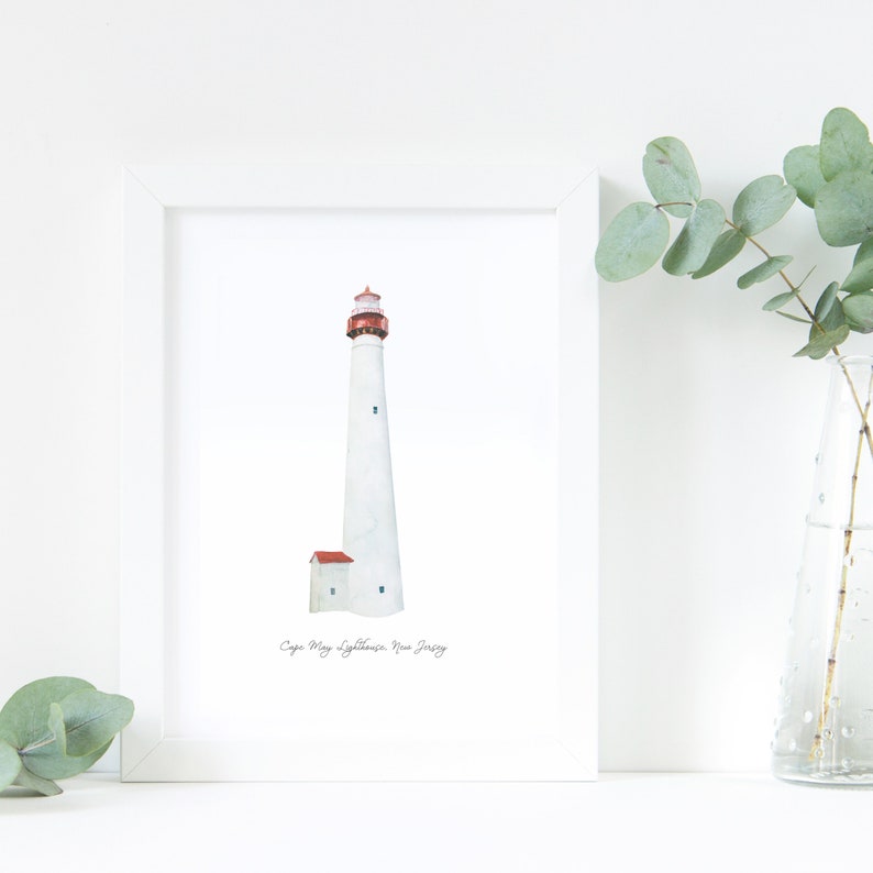 Cape May Lighthouse Printable Illustration Art Print - Etsy