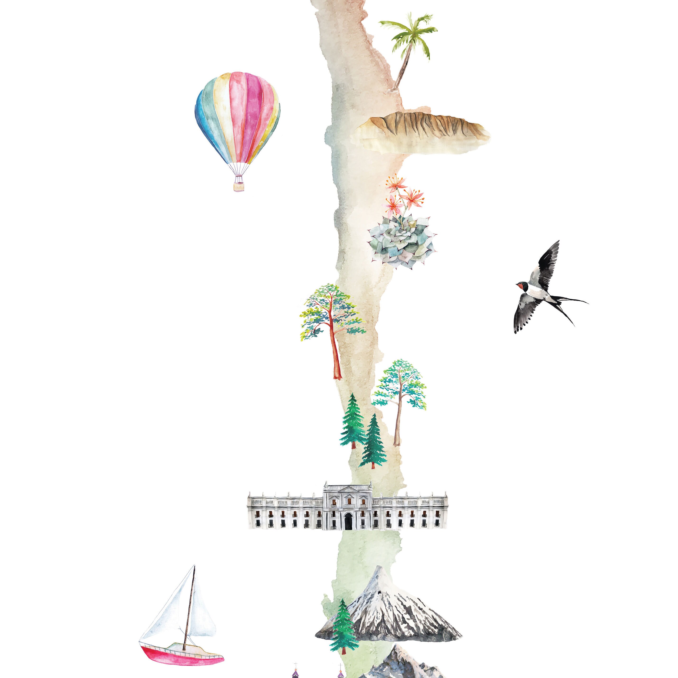 Chile Map Art Print Illustrated Home Decor Travel Poster | Etsy