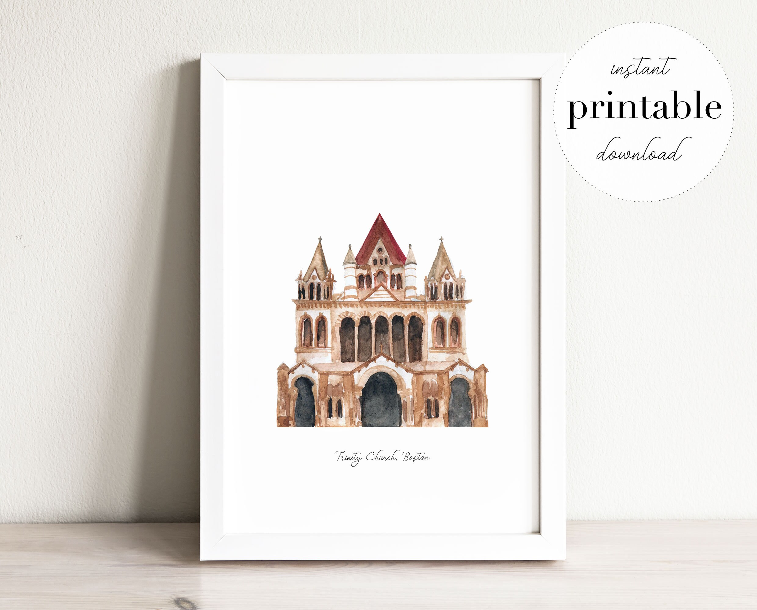Trinity Church Boston Printable Illustration Wall Art Print - Etsy