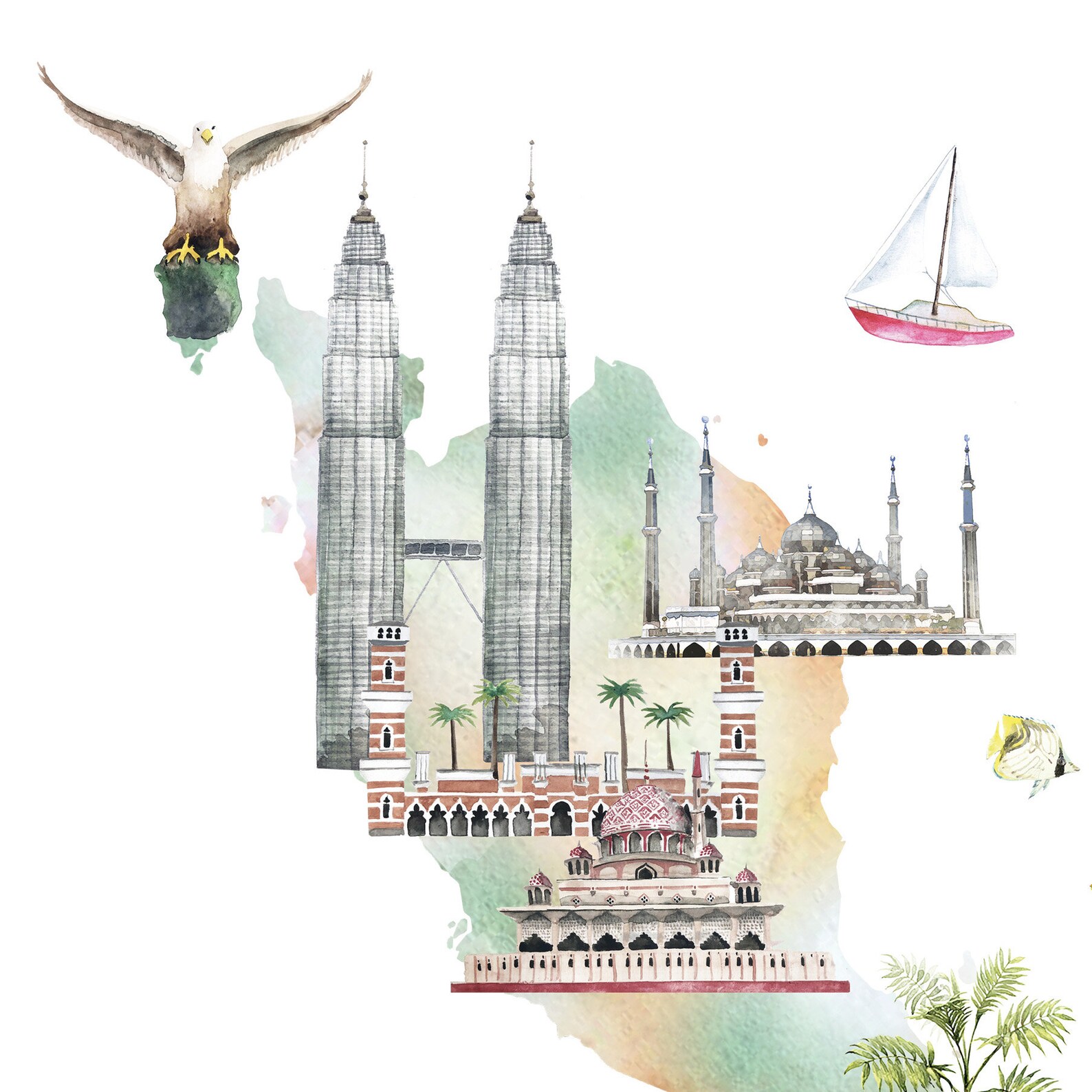 Malaysia Map Art Print Illustrated Home Decor Travel Poster | Etsy