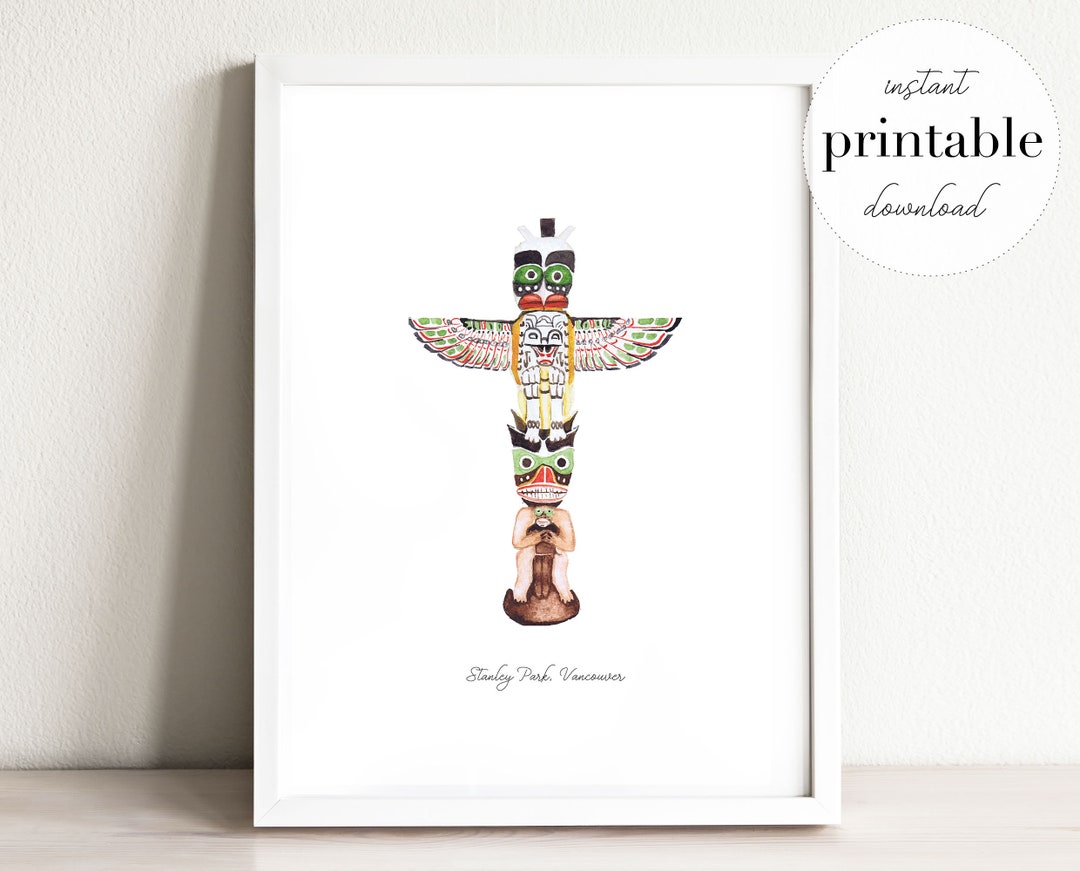 Totem Pole Printable, Illustration, Wall Art Print, Nursery Decor ...