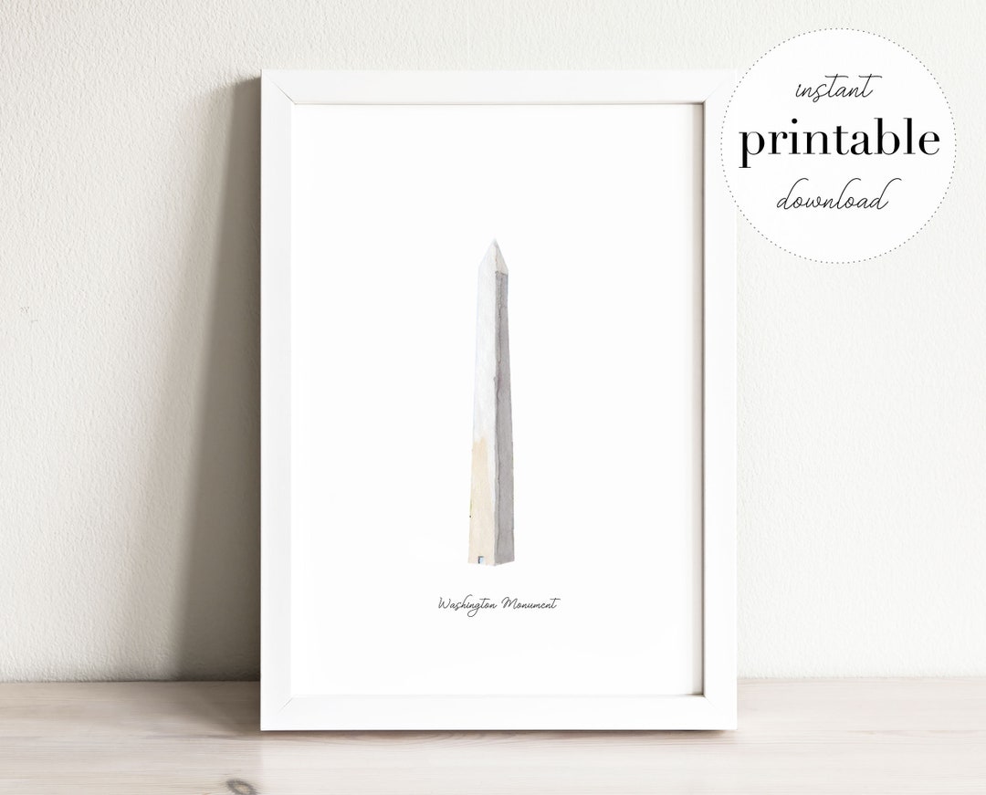 Washington Monument Printable, Art Print, Nursery Decor, Landmark, Kids ...