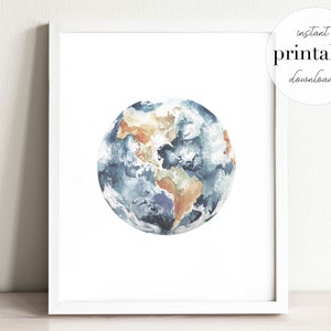 Earth Printable | Nursery Art, Space Art, Wall Decor, Bedroom Decor ...
