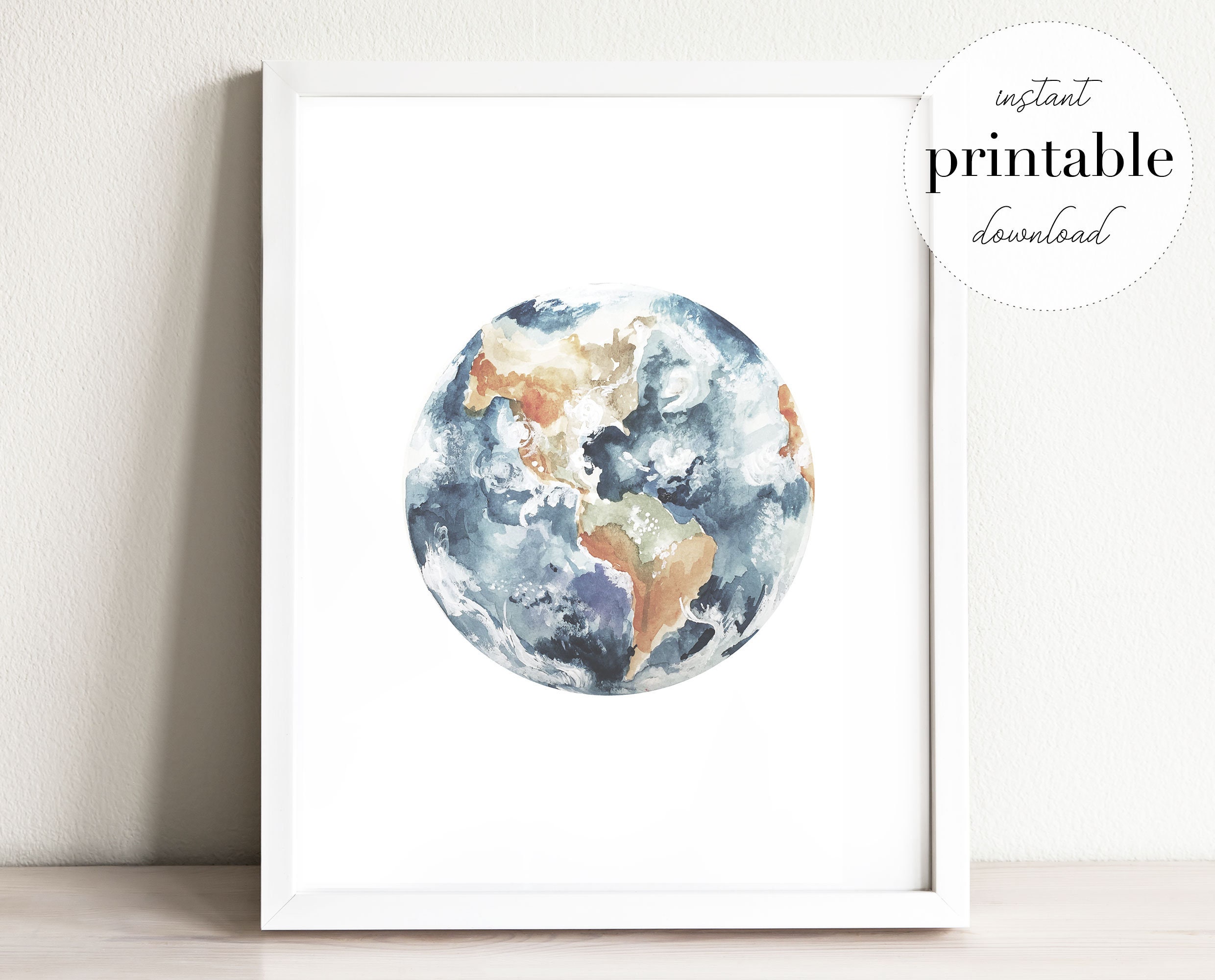 Earth Printable nursery art space art wall decor bedroom | Etsy