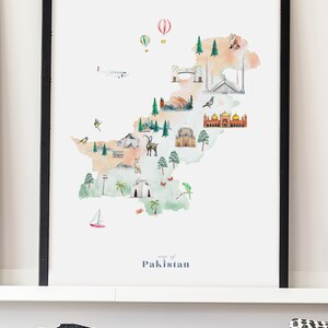 Pakistan Illustrated Map Printable Nursery Decor Wall Art - Etsy
