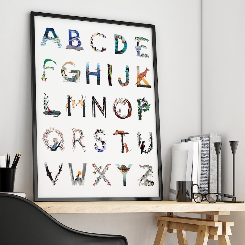 Animal Alphabet Printable Alphabet Poster Nursery Wall Art - Etsy