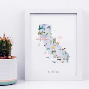 California Printable State Map, Illustrated Wall Art Print, Nursery ...