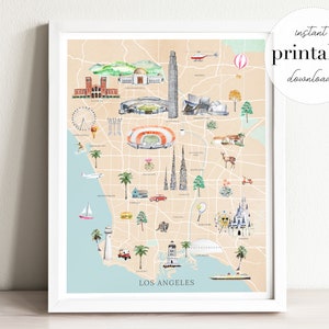 Los Angeles Map Printable City Map Wall Art Print Kids | Etsy
