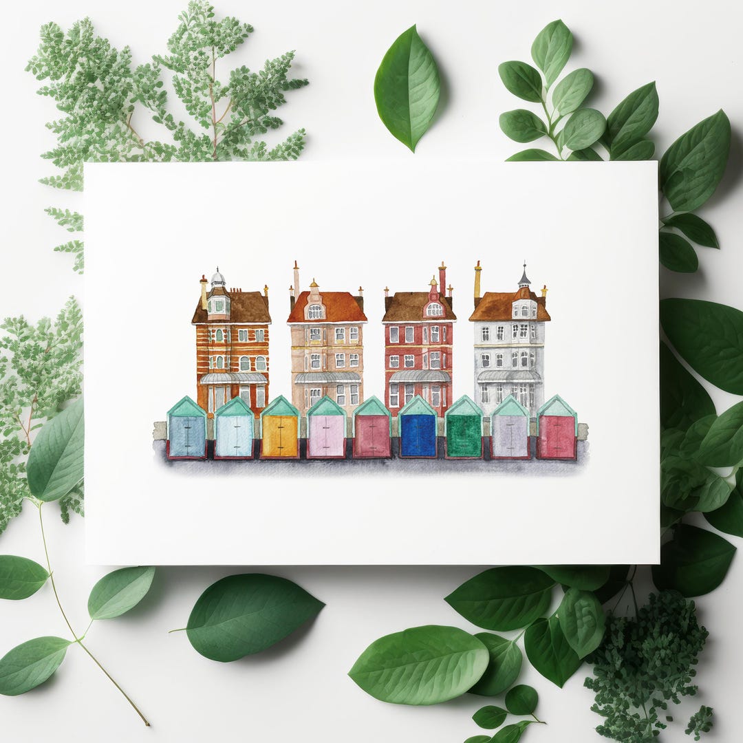 Brighton Streetscape Illustrated Art Print | England | Travel Art Print ...