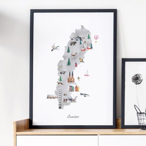 Sweden Map Art Print: Watercolor Travel Decor - Etsy