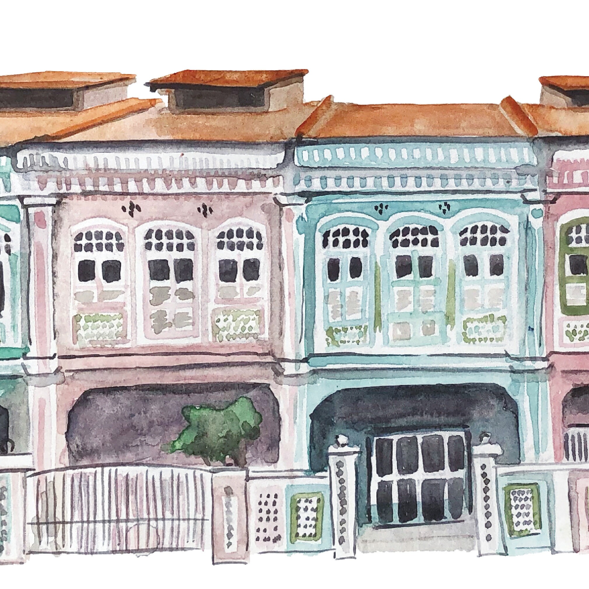 Singapore Koon Seng Road Drawing Printable Travel Wall Art | Etsy