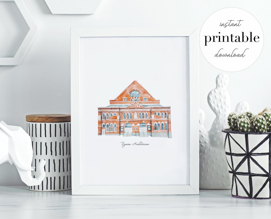 Ryman Auditorium Printable, Illustration, Wall Art Print, Home Decor ...