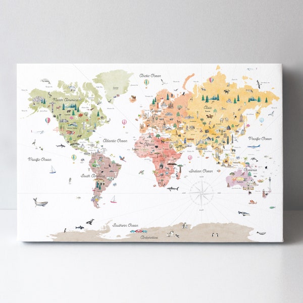 Kids World Map - Etsy