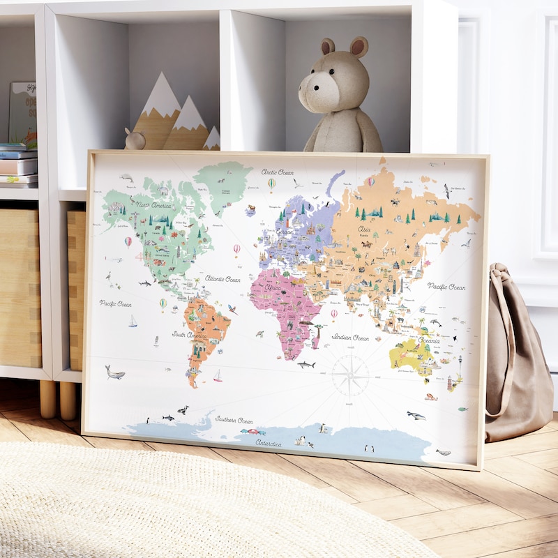 Printable World Map - Etsy