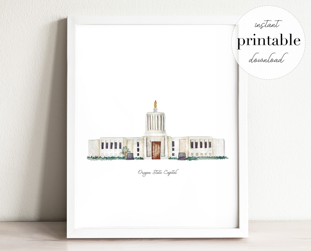 Oregon State Capitol Printable, Art Print, Nursery Decor, Landmark ...