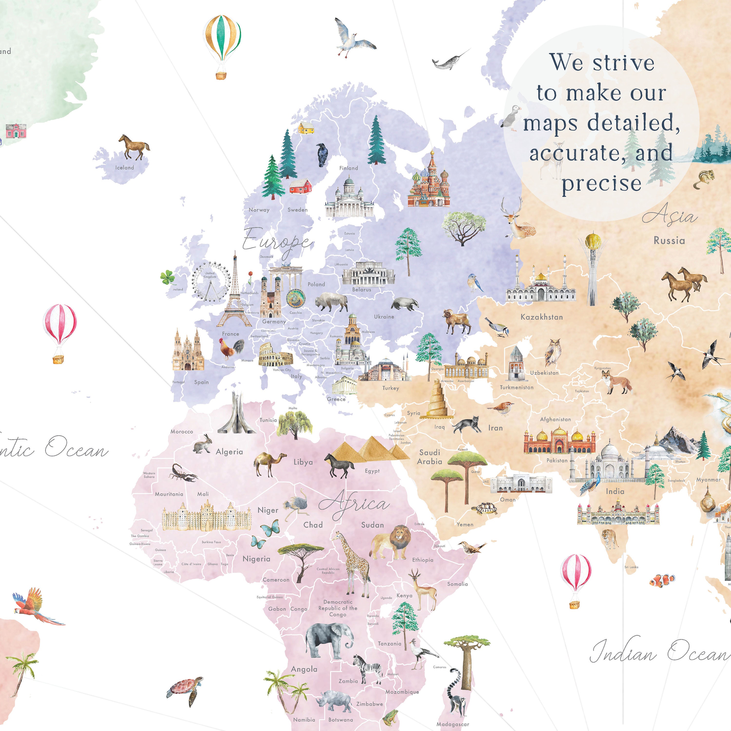 Large Canvas Educational World Map Wall Art Travel Art - Etsy Canada