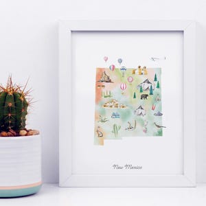 New Mexico Printable State Map, Illustrated Wall Art Print, Nursery ...